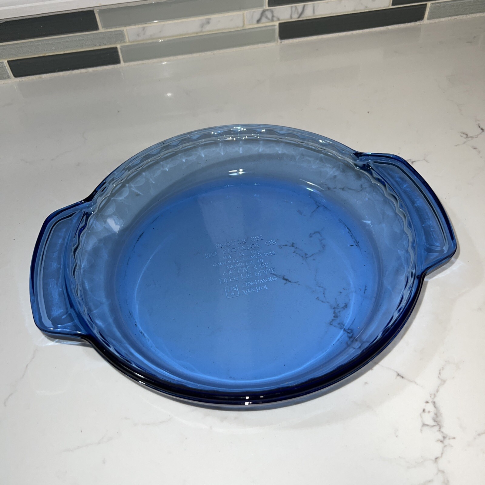 Anchor Ovenware Cobalt Blue 9" Deep Dish Pie Plate 1 qt w/ Handles 1075 ...
