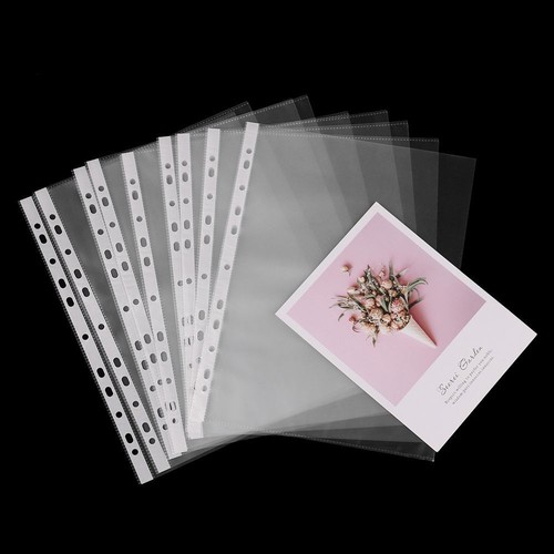 100PCS Transparent A4 Loose-leaf File Pocket 11 Holes Archive Bag ...