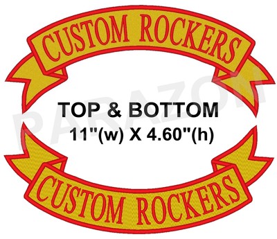 Custom Embroidered Top and Bottom Rocker Ribbon Patch Biker MC Badge 11 ...