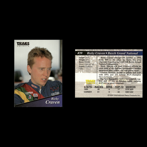 1994 Traks Premium - Ricky Craven #39 for sale online | eBay