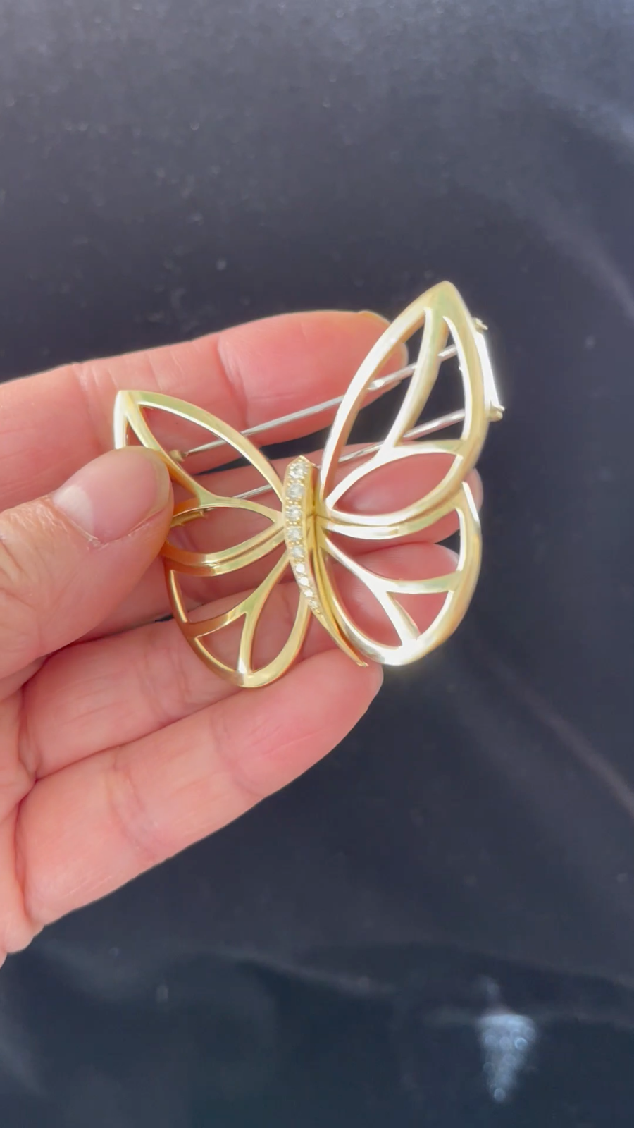 Van Cleef & Arpels VCA 18K Gold 0.25 Carat Diamond Butterfly Brooch ...