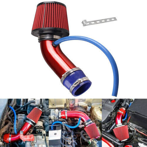 Red 76mm Car Cold Air Intake Filter Induction Kit Pipe Power Flow Hose ...