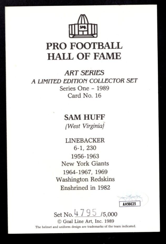 Sam Huff HOF Signed Autographed GOAL LINE ART CARD #'d GLAC/ FOOTBALL ...