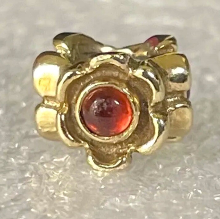 Pandora 14k Solid Gold & Garnet Flower Ribbon Charm # 750343 GR ...