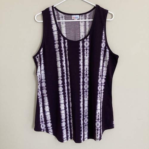 LuLaRoe Scoop Neck Tank Top 3XL Eggplant Purple & White Tie Dye ...
