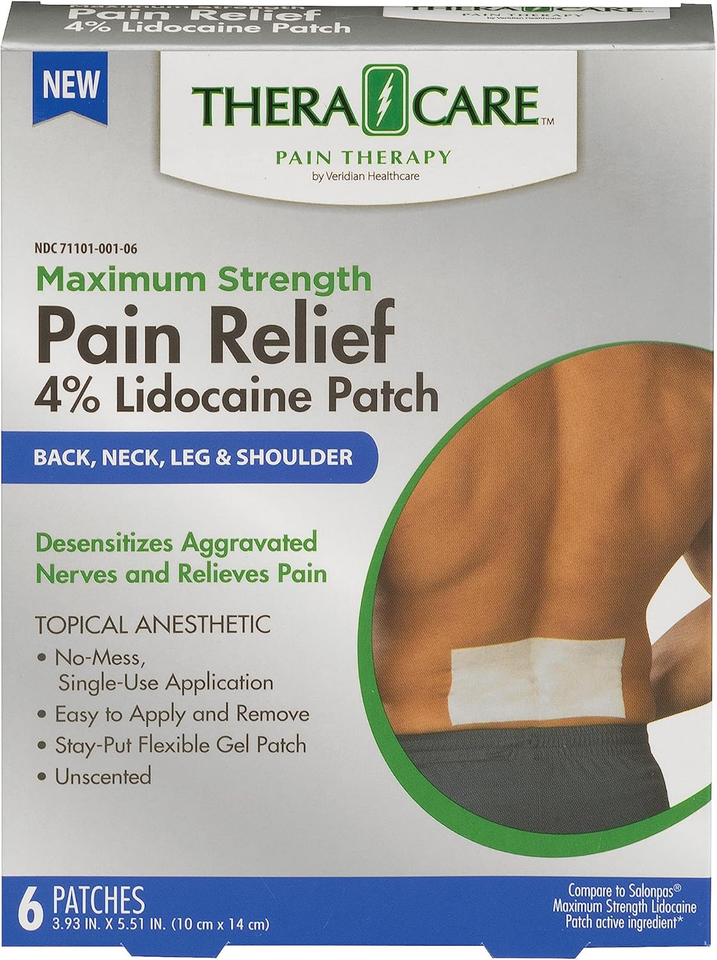Thera|Care Maximum Strength OTC Pain Relief Patch | 4% Lidocaine Patch ...