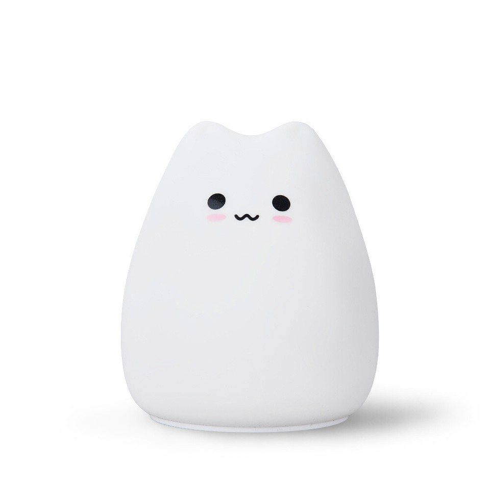 LED Night Light Lamp Silicone Cute Cat 7 Color Change Kids Room Bedroom ...