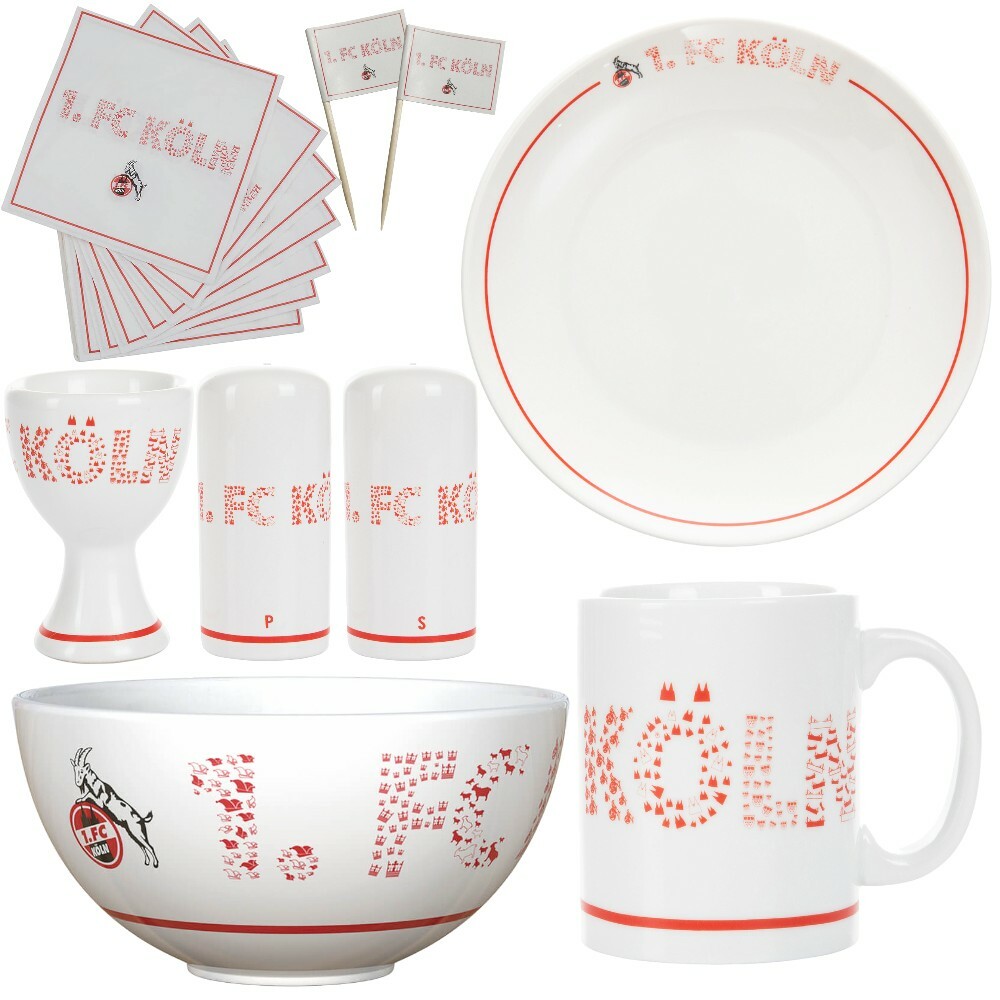 1. FC Köln Geschirr Tasse Schale Teller Eierbecher Salzstreuer „1. FC ...