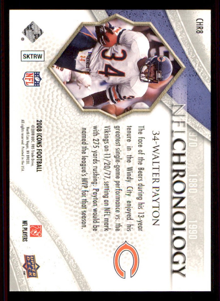 2008 Upper Deck Icons NFL Chronology Silver #CHR8 Walter Payton /750 | eBay