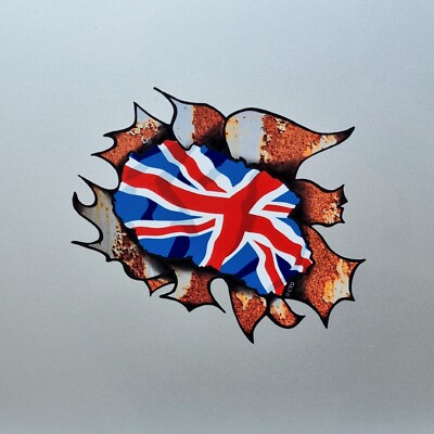 UK British Flag Rusted Effect Ripped Metal Vinyl Sticker Decal For Car ...