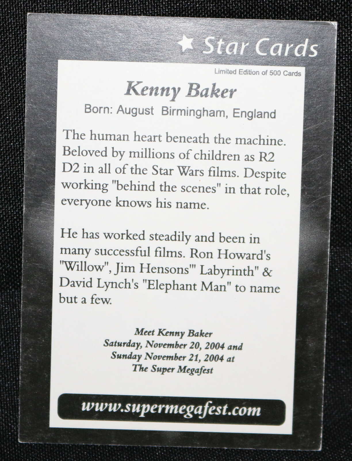 Kenny Baker Autograph Star Cards - R2D2 from Star Wars (NM) 2004 Signed ...