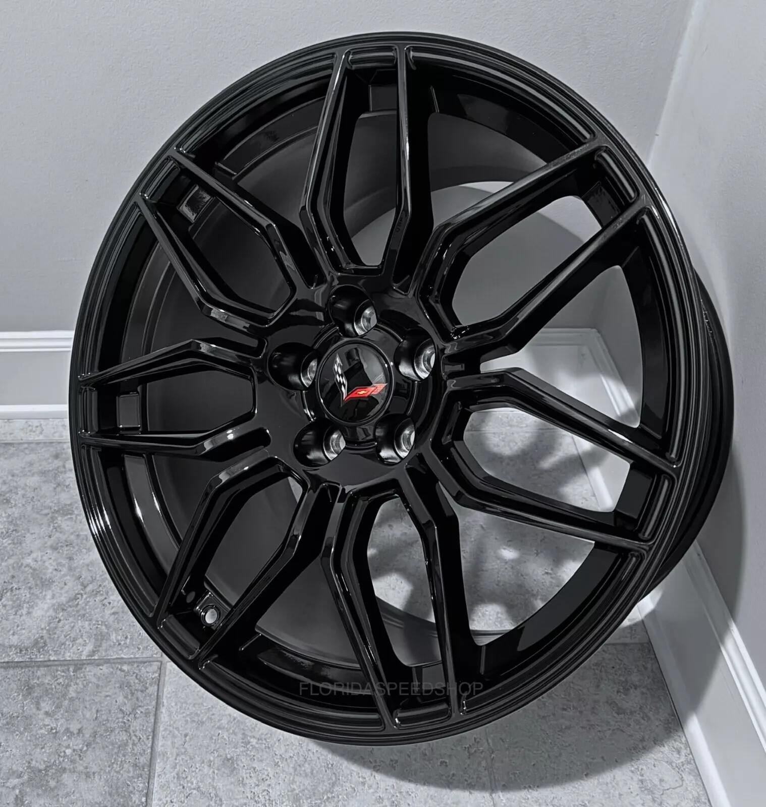 GLOSS BLACK C8 Z06 SPIDER WHEELS FITS: 2006-2013 Z06/GRAND SPORT/ZR1 ...