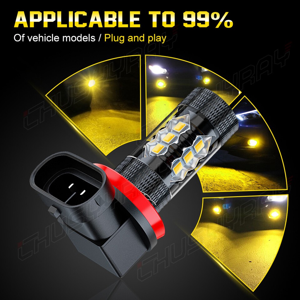 2X LED Fog Light Bulbs H8 H11 Fog Light Bulb yellow 4500k High Power ...