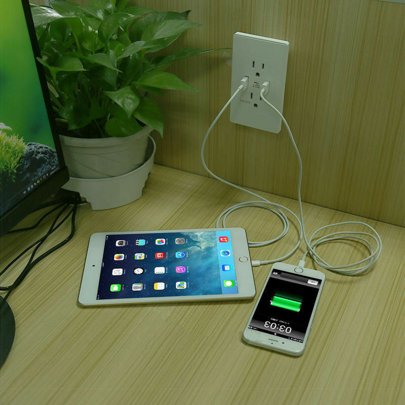 Dual Wall Outlet with USB Ports Charger AC Power Receptacle Plate Panel ...