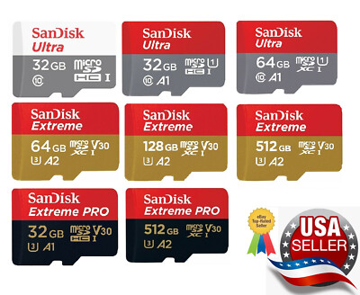 Sandisk Micro SD Memory Card Lot Ultra Extreme Pro 16 32 64 128 56 512 ...