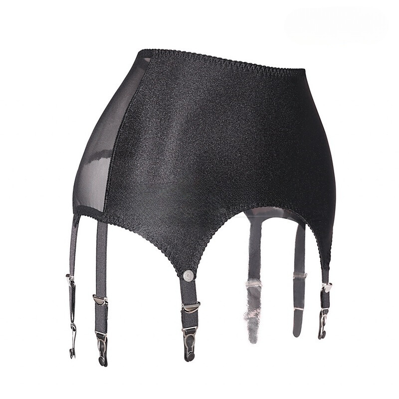 Women's Soft Stretchy 6 Straps Garter Belt Sheer Mesh Cloth Splicing ...