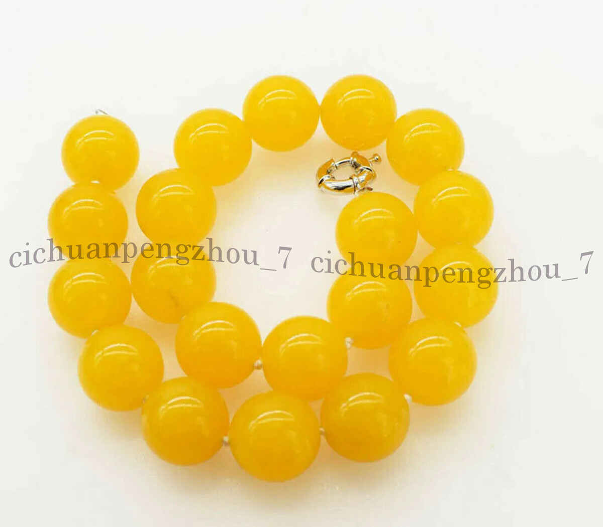 Huge 20mm Natural Yellow Jade Gemstone Round Ball Beads Necklace 14-36 ...