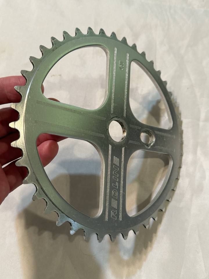 REDLINE 43t SILVER SPROCKET CHAINRING OLD SCHOOL BMX BARS GT HUTCH ...