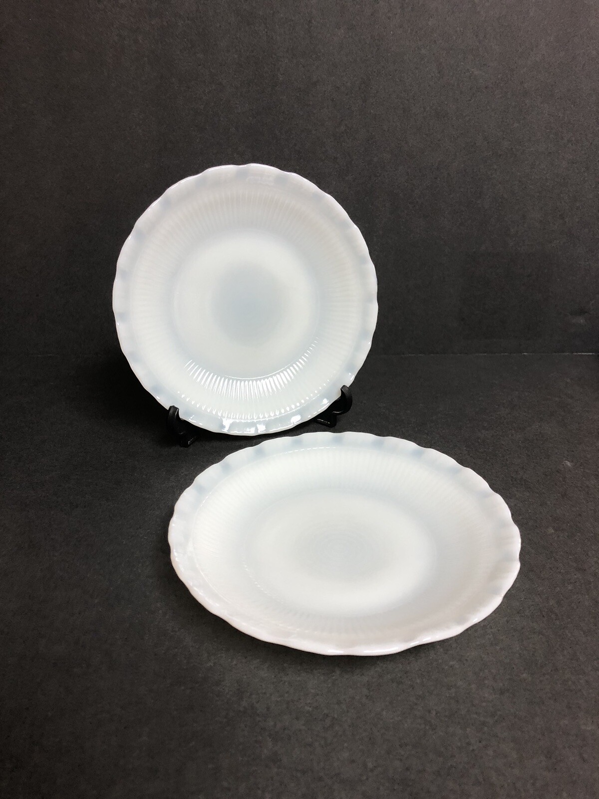 Ring of Fire Milk Glass Saucers Ribbed-Ruffed Edge Set of 2 | eBay