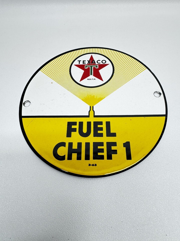 Texaco Fuel Chief Gasoline - Vintage Porcelain Sign- Service Station | eBay