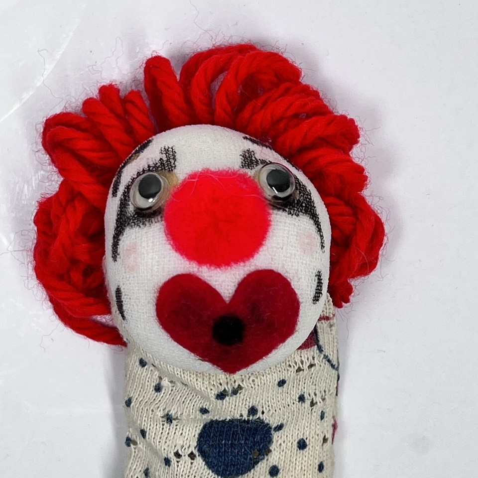 Vintage Wood Head Clown Hand Puppet & Set Of Finger Puppets Handmade ...
