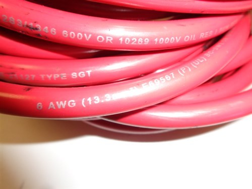 6 AWG GAUGE ELECTRICAL WIRE 1283 / 1232 600V TEW 29' FEET RED MARINE ...