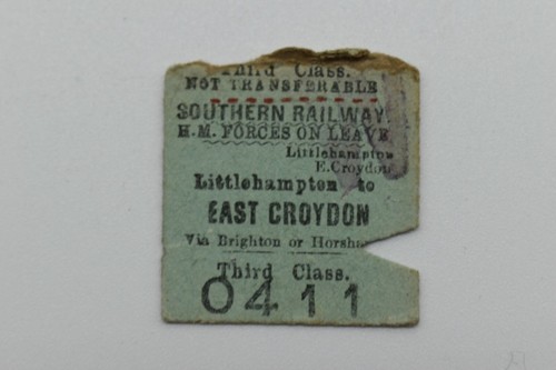 Southern Railway Ticket No 0411 LITTLEHAMPTON to EAST CROYDON SEP 42 ...