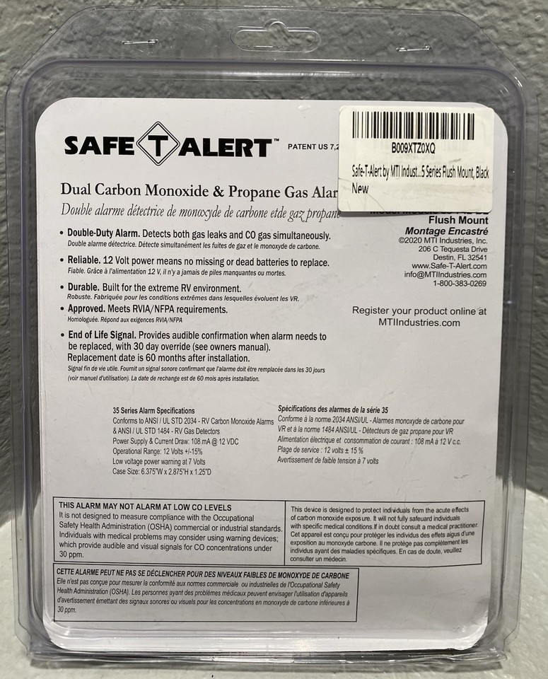 Safe T-Alert Dual Carbon Monoxide and Propane Gas Alarm (MTI Industries ...