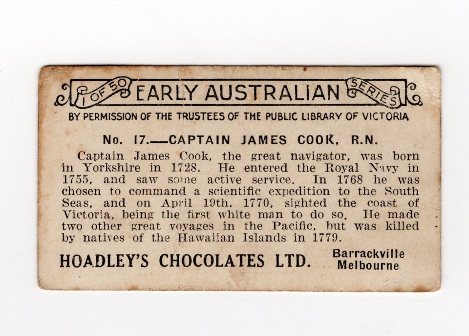 Hoadleys Early Australian Series 1938. Captain James Cook | eBay UK