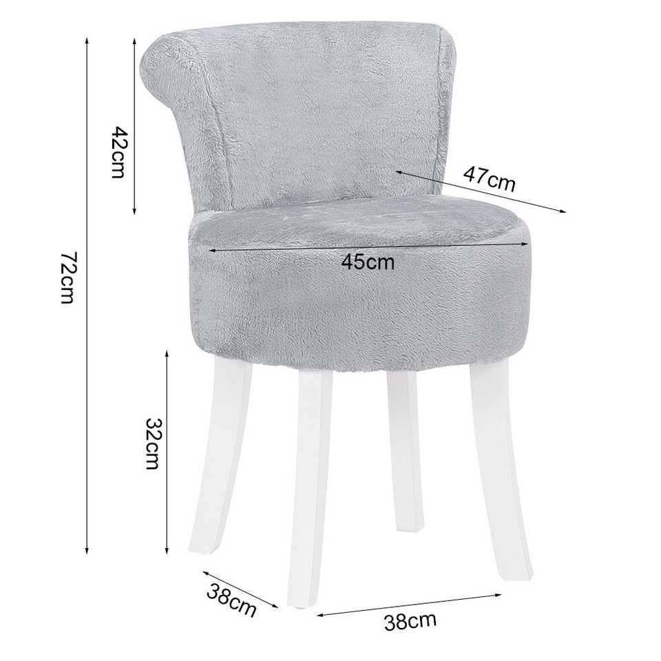 Fluffy Dressing Table Stool Padded Seat Bedroom Living Room Vanity ...