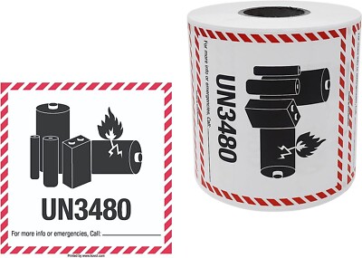Lithium Battery UN3480 Shipping Labels, 3.25 x 4.25 Inches, 500 Labels ...