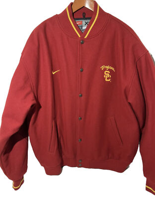 USC Trojans Nike Wool Letterman Baseball Football Player Issued Jacket ...