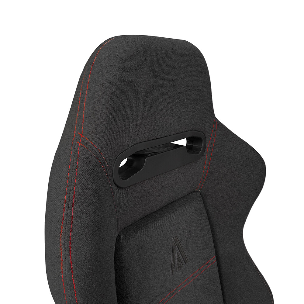 2 X TANAKA BLACK CLOTH + RED STITCH RACING SEATS RECLINABLE FOR FORD ...