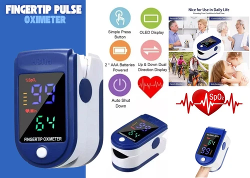 Portable Finger Pulse Oximeter Blood Oxygen & Heart Rate Monitor SpO2 ...