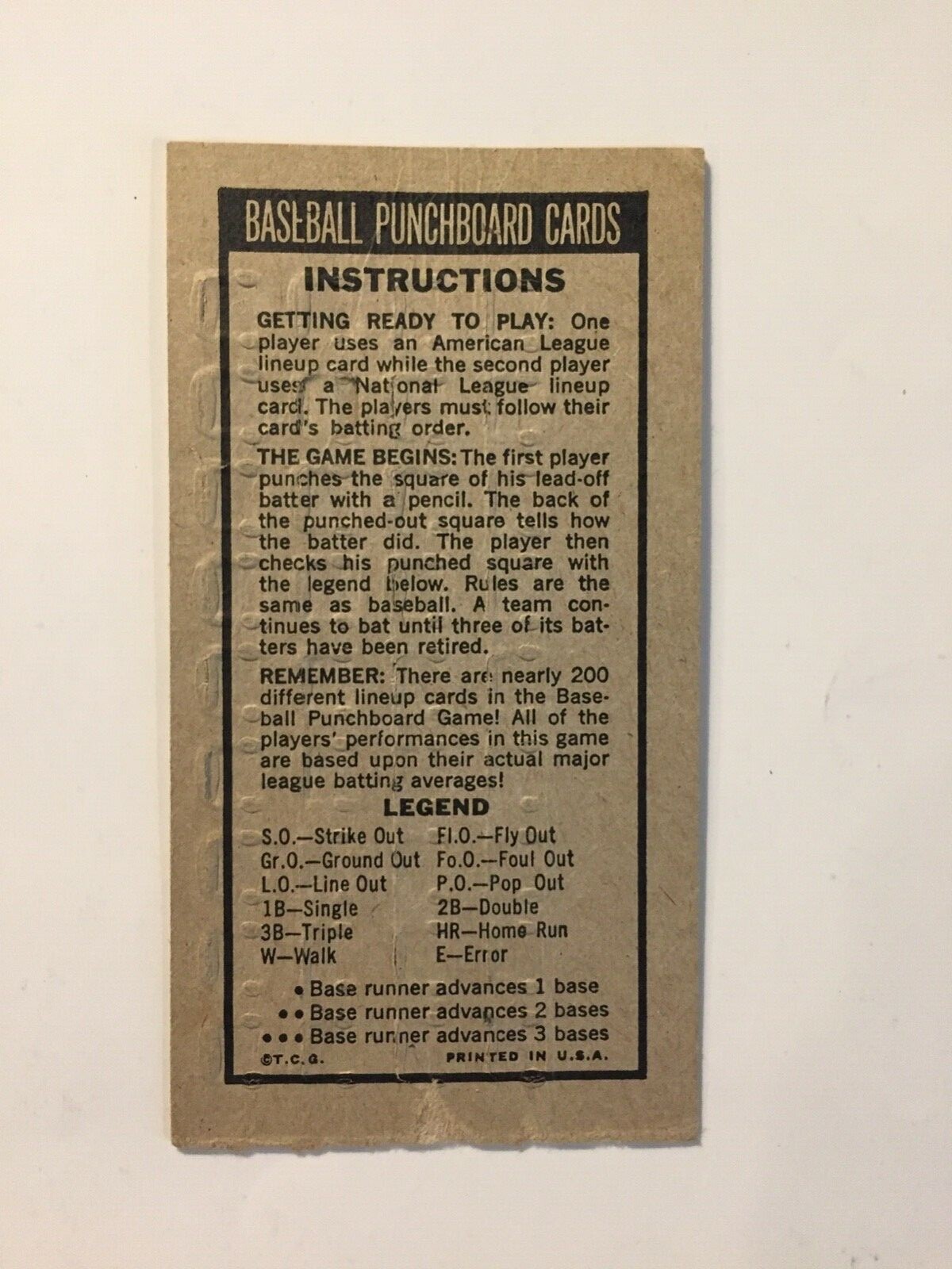 1967 Topps Punch Outs-Ken Boyer Lineup-w/Lou Brock, John Callison ...