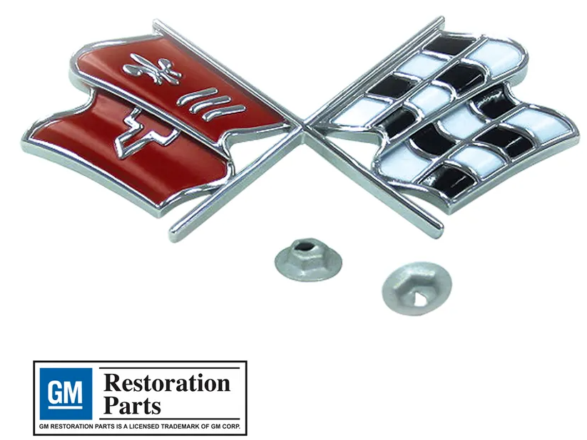 1968-1972 Corvette Front Nose Emblem, Hood Emblem with Nuts "C3" ** NEW ...