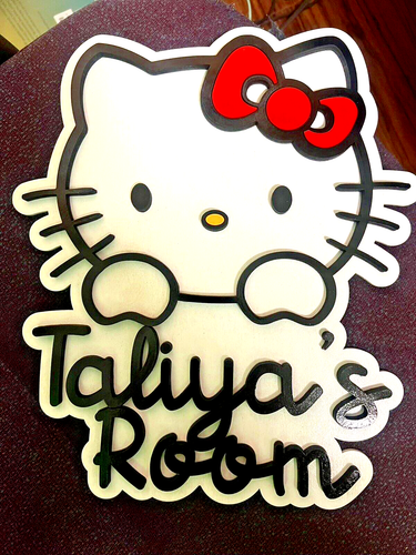 Custom Personalized Hello Kitty Door / Wall Hanging Decor w/ 2 Lines ...