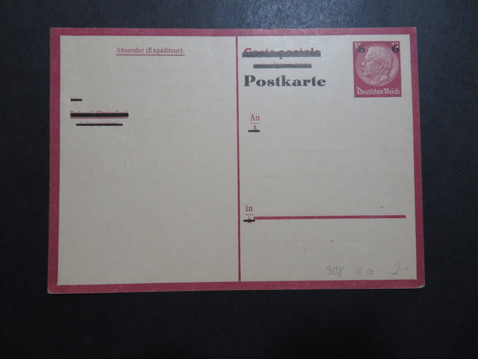 Germany 1930s Hindenburg Brussels PO Card / Overprinted (II) - Z10248 ...