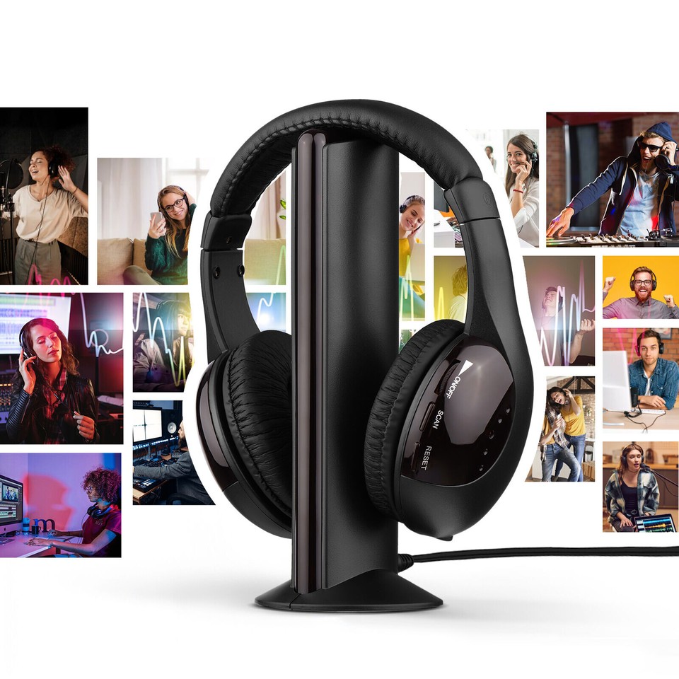 5 in 1 Wireless Cordless Headphones Headset with Mic for TV Watching ...