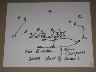 Ohio State Buckeyes JOHN COOPER Signed 8x10 Play Sketch OSU FOOTBALL ...