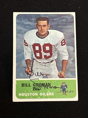 BILL GROMAN 1962 FLEER SIGNED AUTOGRAPHED CARD #49 HOUSTON OILERS | eBay