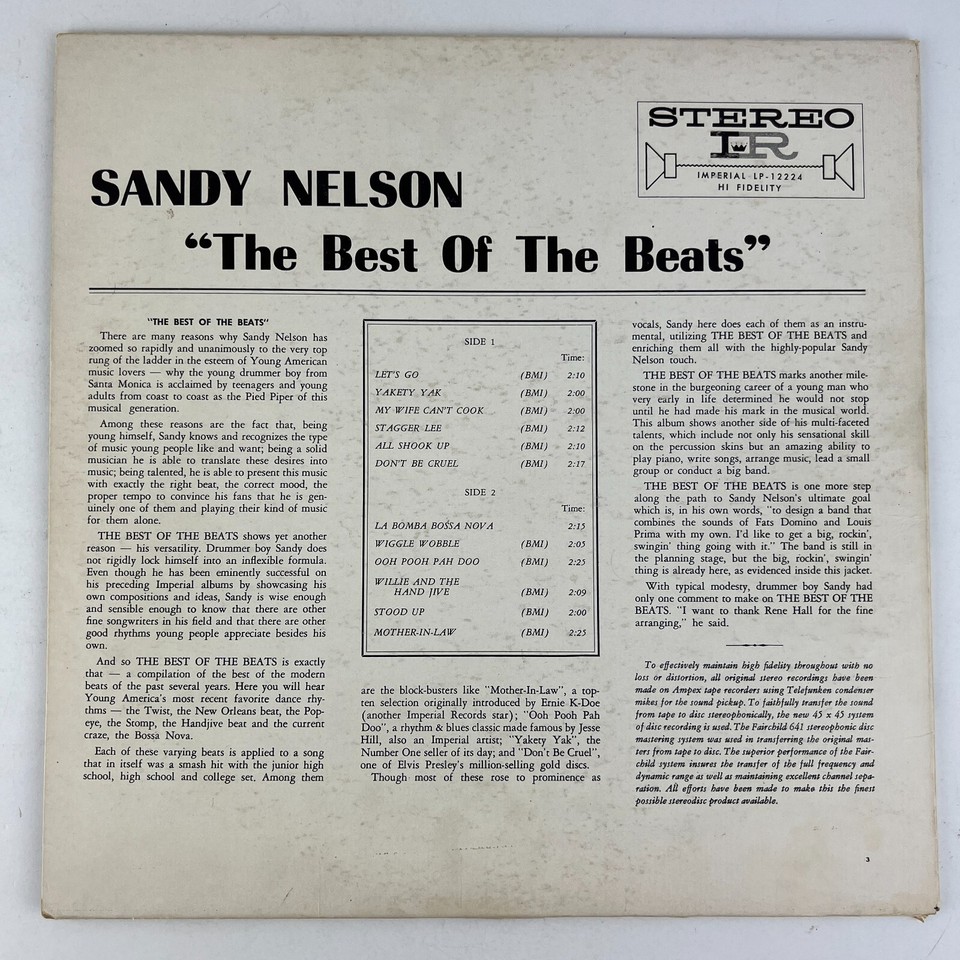 Sandy Nelson – The Best Of The Beats Vinyl LP Record Album LP 12224 | eBay