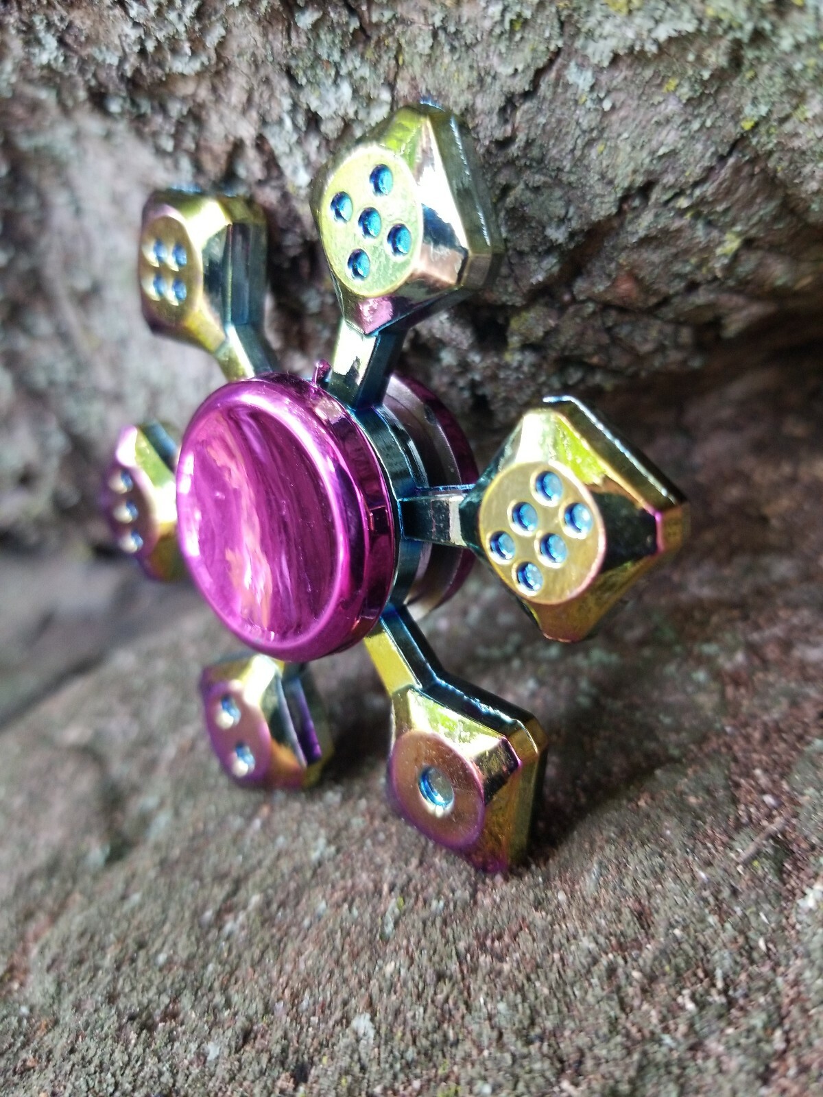 DICE RAINBOW FIDGET SPINNER BOYS GIRLS ADHD ADULTS TOYS KIDS OIL SLICK ...