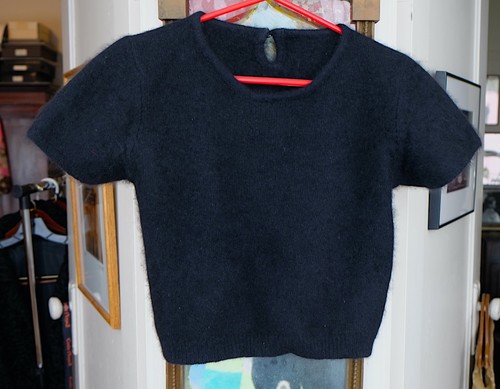 Womens Small Black, Short Sleeve Cropped Wool Sweater | eBay