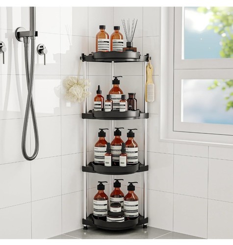 Corner Shower Caddy Standing, 4-Tiers Rotating Shower Organizer Shelves ...