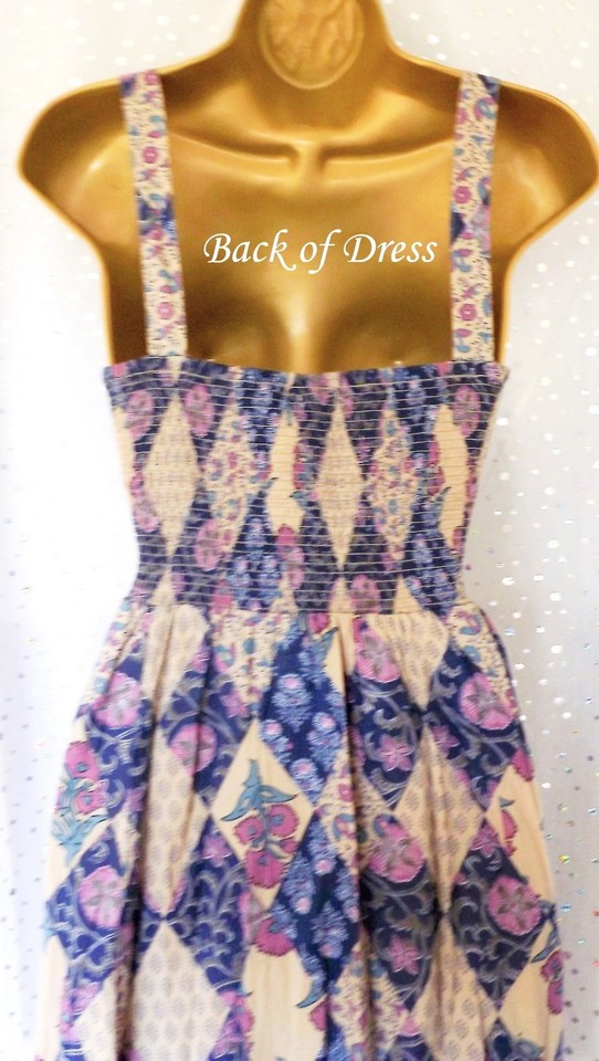 MONSOON Dress Patchwork Print Peggy Patch Blue Multi Boho Cotton 14 16 ...