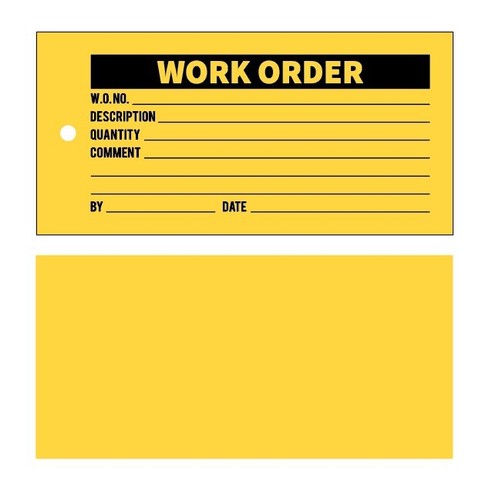 Yellow Tags Work Order Tag, 2.6" X 5.60" In, Pk 100, Lot of 100 Tags | eBay
