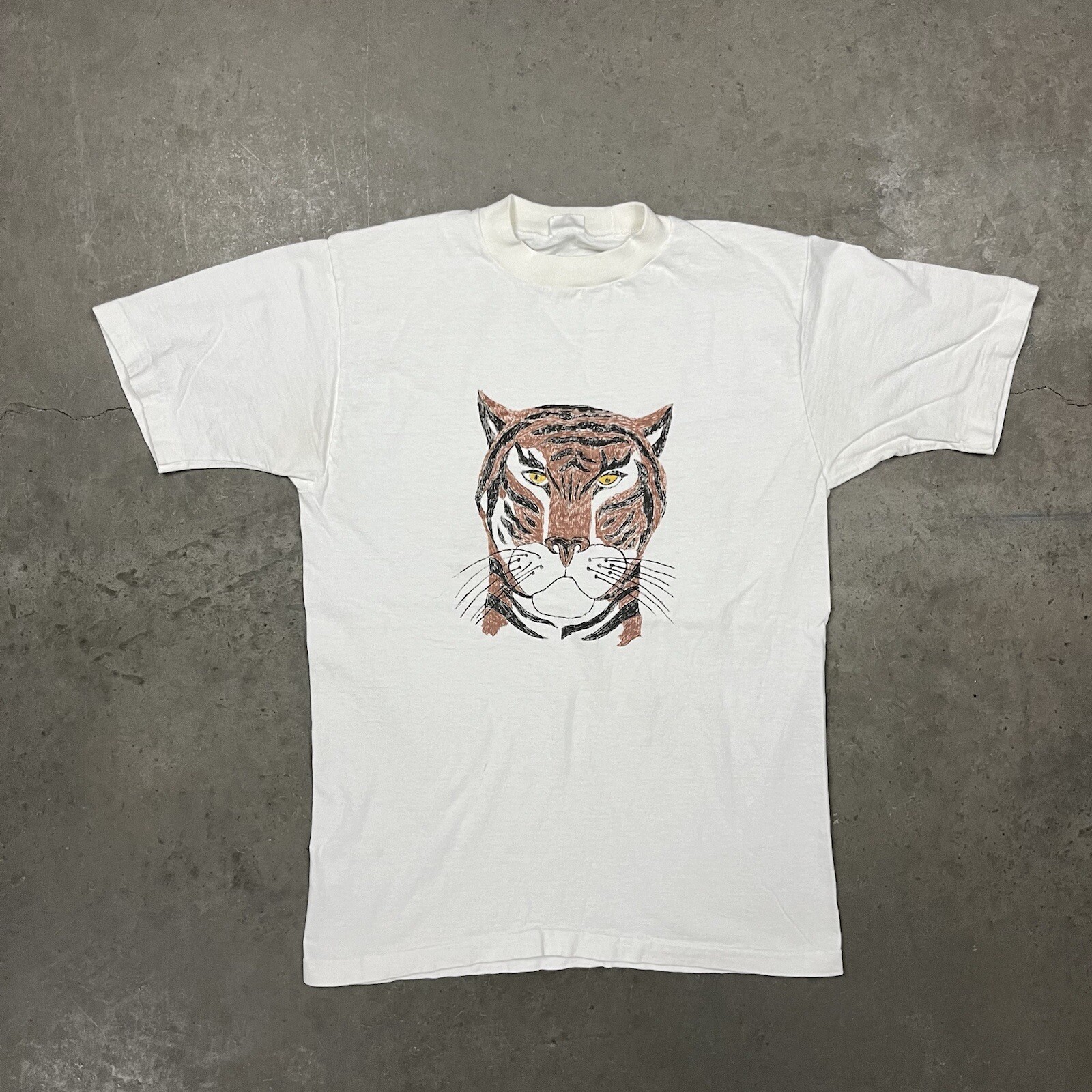 Vintage 70s 80s Hand Drawn Tiger Art Graphic T Shirt … - Gem