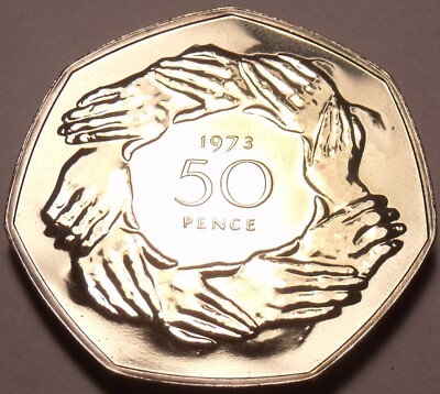 Great Britain 50 Pence, 1973 Proof~Britain Entry in The E.E.C~Nine ...