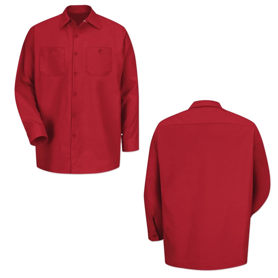 Red Kap Work Shirt Solid Color 2 Pocket Men's Industrial Uniform Long ...